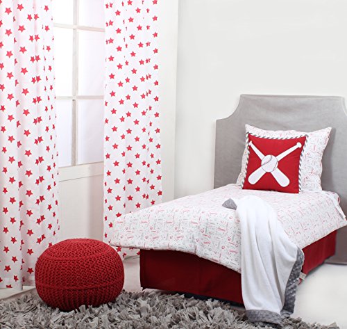 Bacati - Muslin Sports Toddler Bedding (Dec Pillow, Baseball Red/Grey)