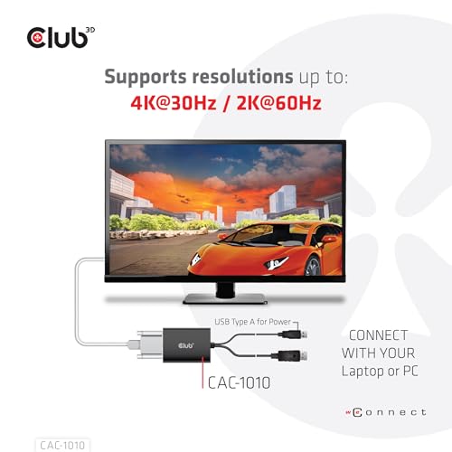 Club 3D CAC-1010 DisplayPort to DVI Dual-Link DVI-D Active Adapter for Your Monitor/Display - USB A Powered β 2560x1600 Resolution HDCP Supported NOT for Apple Cinema Monitors, Black