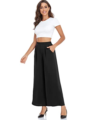 Arolina Women High Waist Wide Leg Long Pants Loose Fit Casual Palazzo Lounge Pants with Pockets