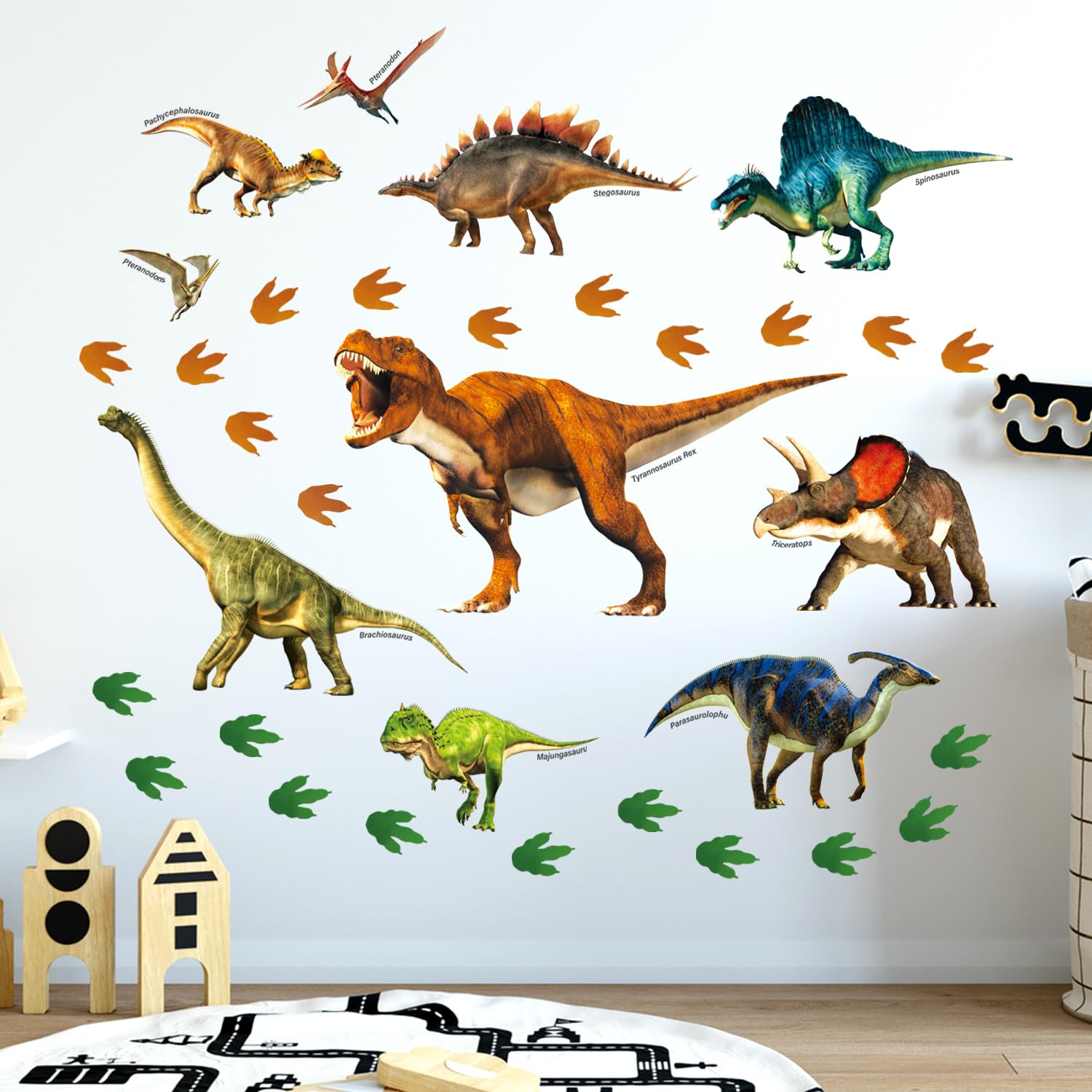 DECOWALL DS8-2012 Dinosaur Wall Stickers Wall Decals Peel and Stick Removable Wall Stickers for Kids Nursery Bedroom Living Room d?cor