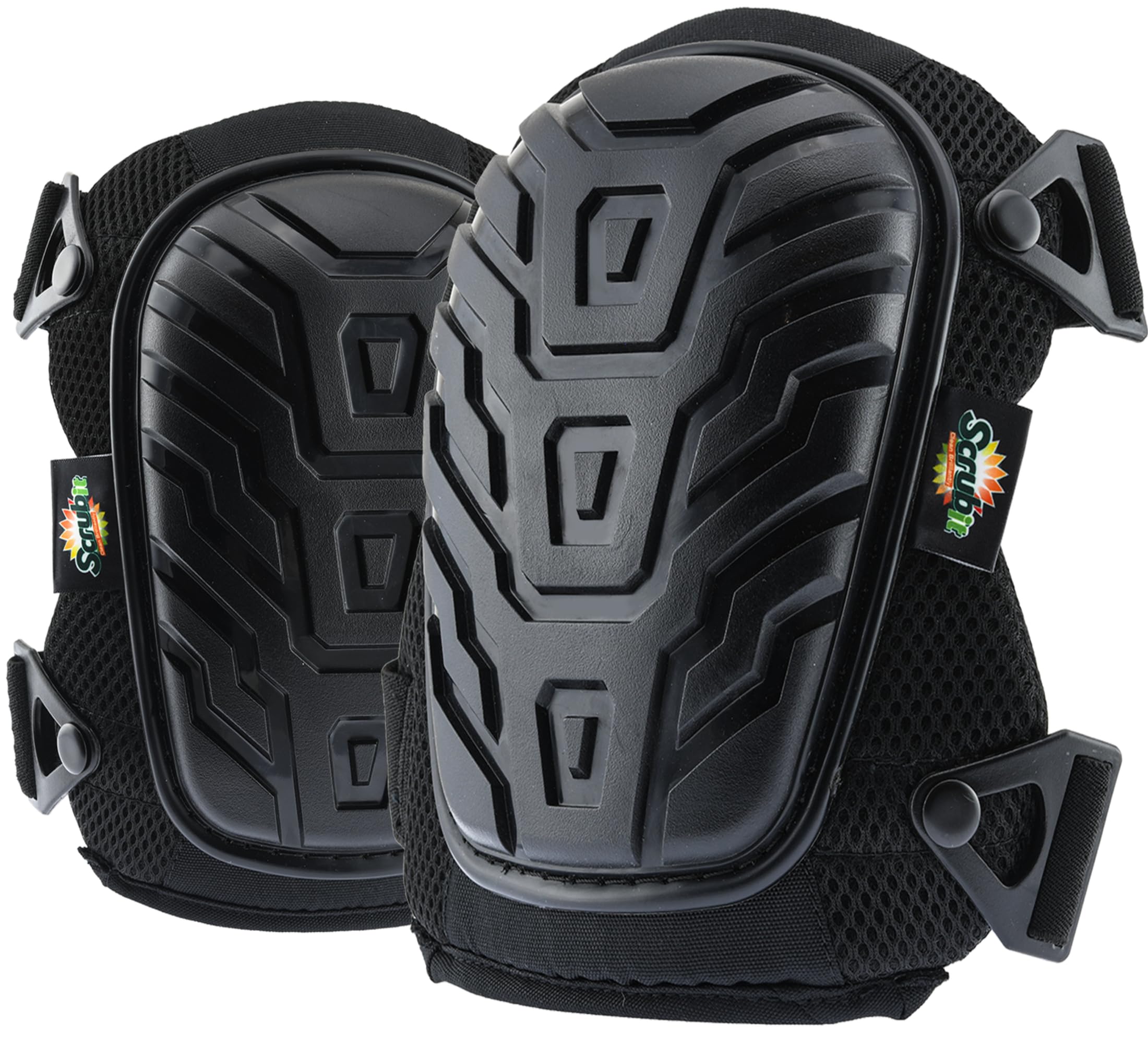 Knee Pads for Work - Universal Fit for Men and Women - Professional Poly-Shield Knee Pads With Gel-Padded Cushion - Construction Knee Protector With Adjustable Buckle Closure & Non-Slip Straps