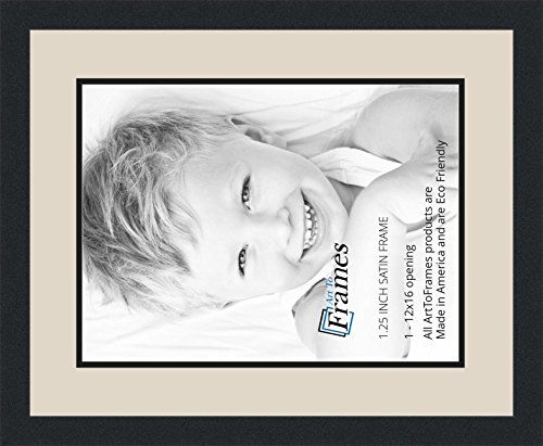 Art to Frames Double-Multimat-646-844/89-FRBW26079 Collage Photo Frame Double Mat with 1 - 12x16 Openings and Satin Black Frame