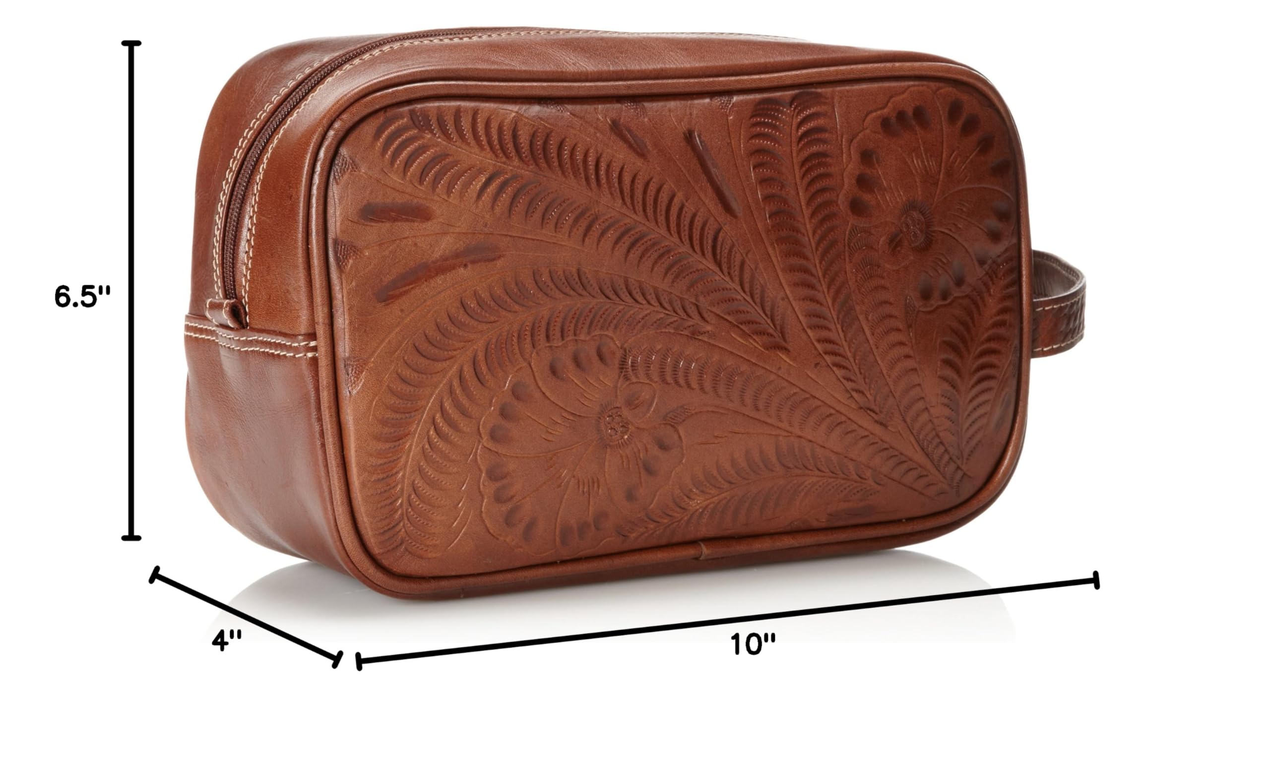 American West Leather Shave Kit/Toiletry Travel Bag - Retro Romance