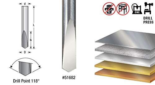 Amana Tool - 51689 CNC Solid Carbide 118° Pt. Spade Drill 3/8 Dia x 1 x 3/8 Shank