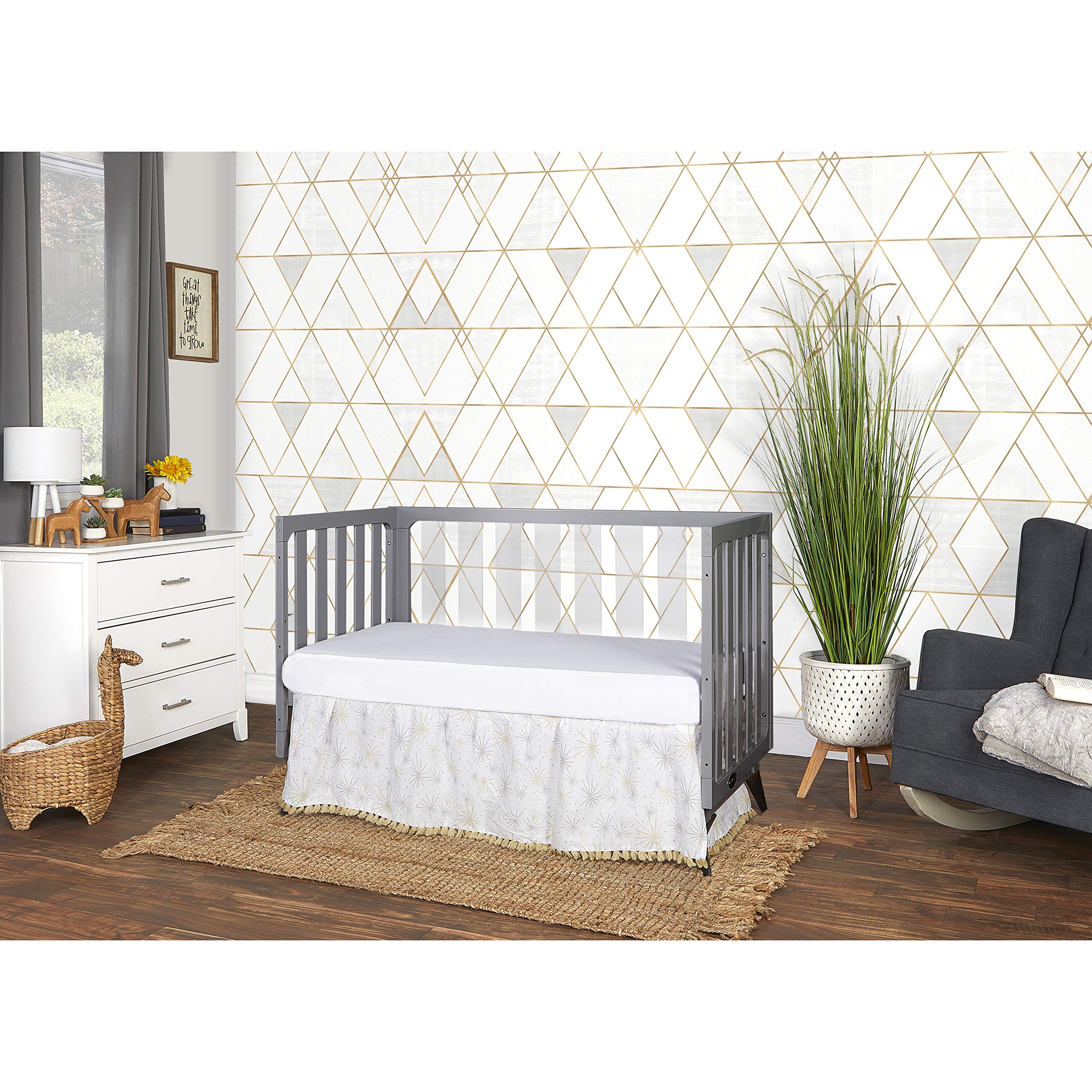 Evolur Acrylic Millennium 4 in 1 Convertible Crib Toddler Rail I Easily Coverts to Toddler Bed & I Acrylic Slats, Pebble Grey (702AC-PG)