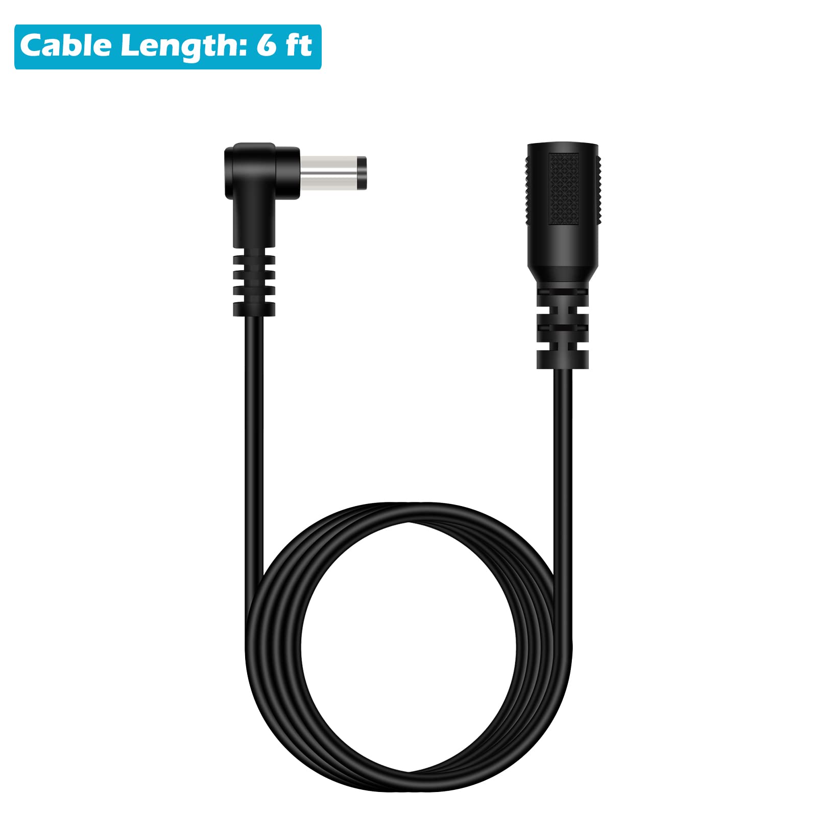 Fancasee (2 Pack 6 ft 5.5mm x 2.5mm DC Power Extension Cable 90 Degree Right Angle Male to Female Plug Jack Extension Cord for IP Camera CCTV Security Camera Surveillance LED