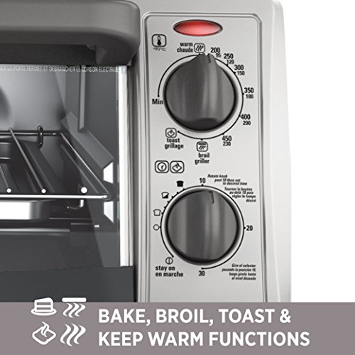 BLACK+DECKER 4-Slice Countertop Toaster Oven, Stainless steel Silver TO1322SBD