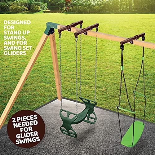 Swurfer Swingset Conversion Bracket - No Tree, No Problem, Convert Your Swingset to a Swurfset, Heavy Duty Horse Glider Bracket for Swing Set Attachment (Brown (2 Pack))
