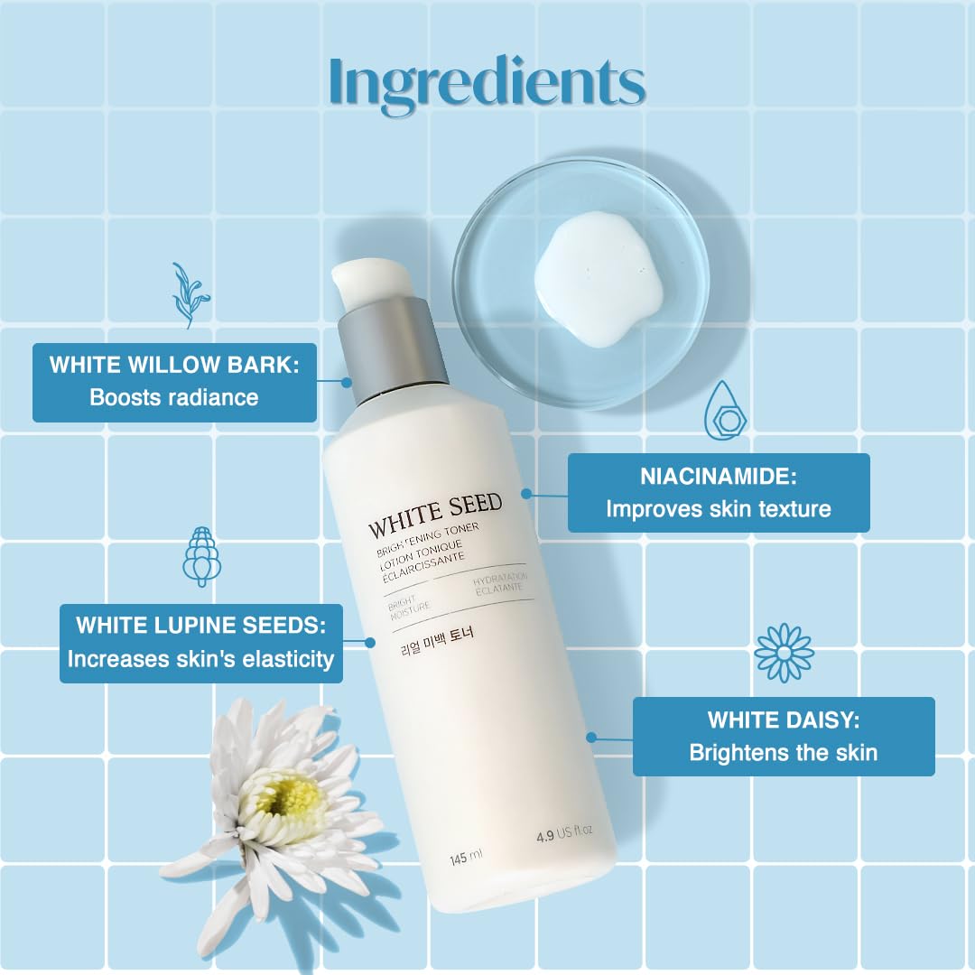 The Face Shop White Seed Brightening Toner | White Lupin Seed | White Daisy| Niacinamide | Moisturizing | Brightening