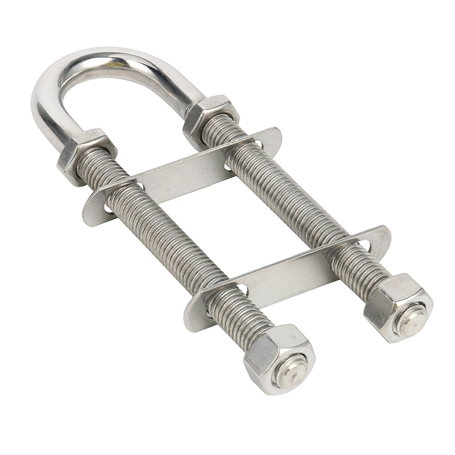 Amarine-made Stainless Steel Marine Boat Stern Bow Eye Tie Down U Bolt (1/2-Inch and 3/8-Inch Optional) (Silver, 3/8" Dia - 2-1/2" Thread Lenght)