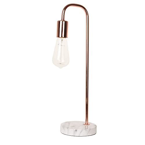 Catalina 20458-001 Modern Minimalist Sleek Faux Marble Table Lamp, 19", Rose Gold
