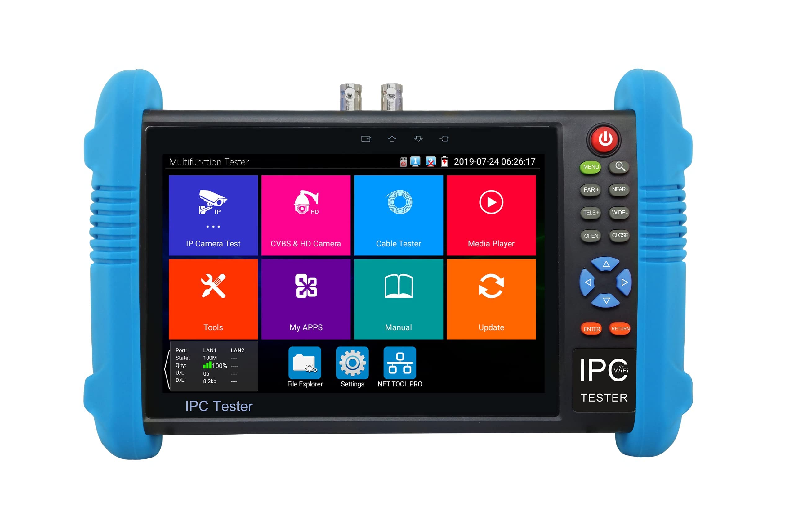EVERSECU 7 inch IPS Touch Screen H.265 4K IP Camera Tester CCTV CVBS Analog Tester Built in WiFi with POE/WIFI/8G TF Card/HDMI Output/RJ45 TDR/Dual Window Test/Firmware CCTV Test Monitor
