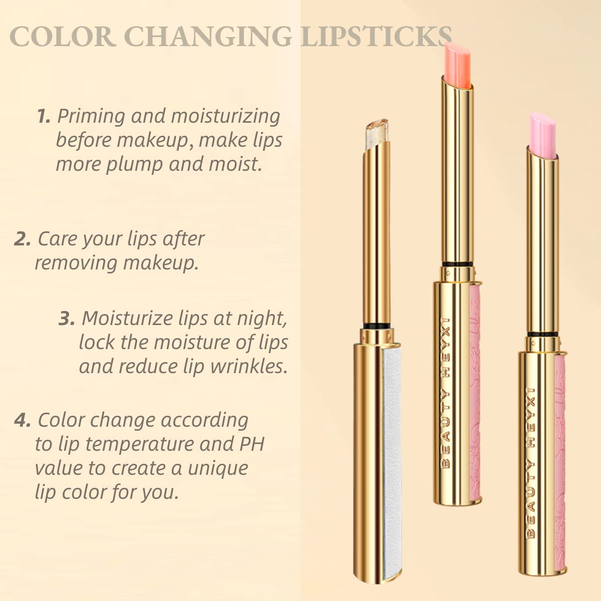 3 Pieces Color Changing Lip Balm Set, Magic Color Change Lipstick, PH Lip Balm Moisturizing Lipsticks for Women and Girls (Set A)