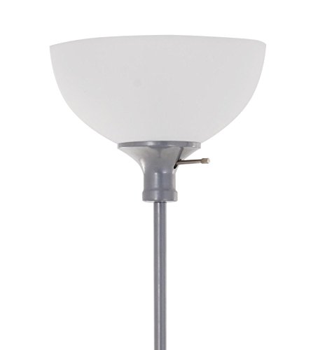 Catalina 20641-000 Traditional 3-Way Metal Torchiere Floor Lamp with White Plastic Shade, Silver Classic