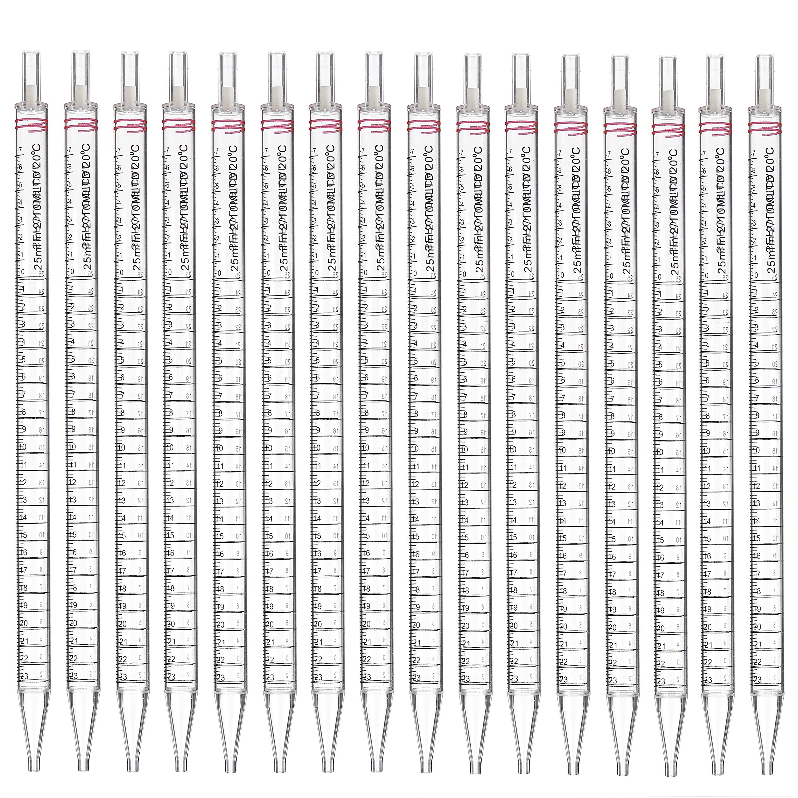 Eowpower 20 Pack 25ml Disposable Sterile Serological Pipettes with Graduated, Individually Packaged