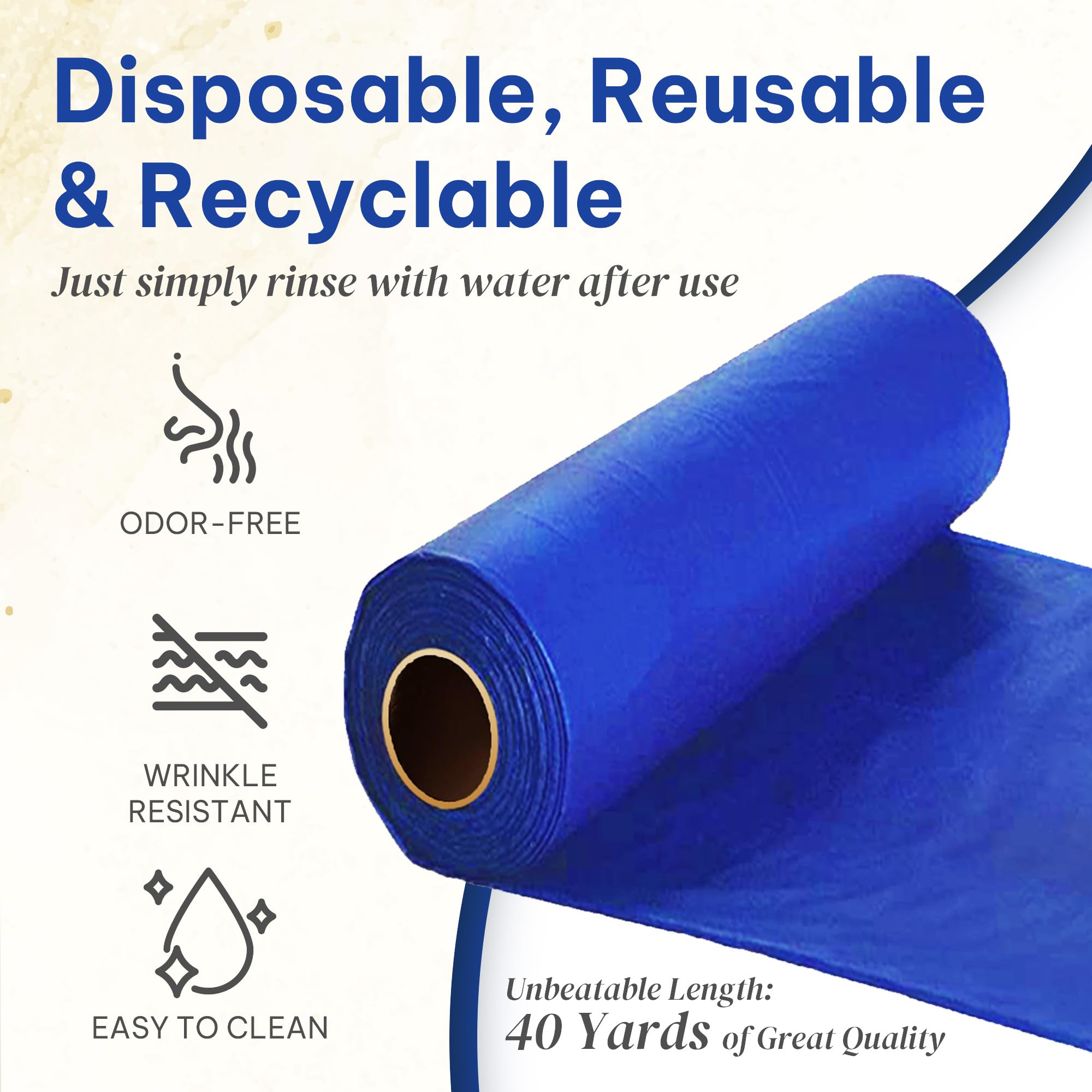 Amatra All-Purpose Plastic Table Cover Roll with Self-Cutter, Alternative to Regular Tablecloth, Disposable Table Cover, Plastic Table Cloth, 54 inches x 120 feet (40 Yards), Blue