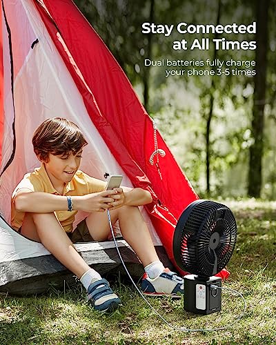 Airbition 10" Portable Pedestal Fan, 10000mAh Rechargeable Table Fan with 7 Speeds, Oscillating Standing Fan with Timer for Bedroom, Office, Camping