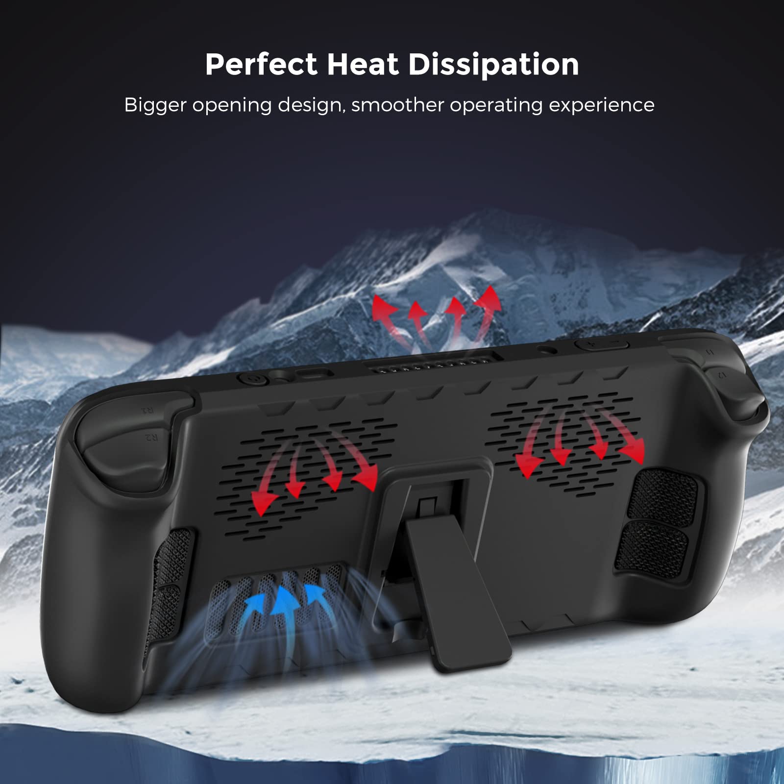 2023 Steam Deck Kickstand Protective Case,Qunland TPU Protector Cover with Stand Base, Trackpad and L4/L5/R4/R5 Buttons Silicone Protectors for Steam Deck, Steam Deck Anti-Scratch Grip Accessories
