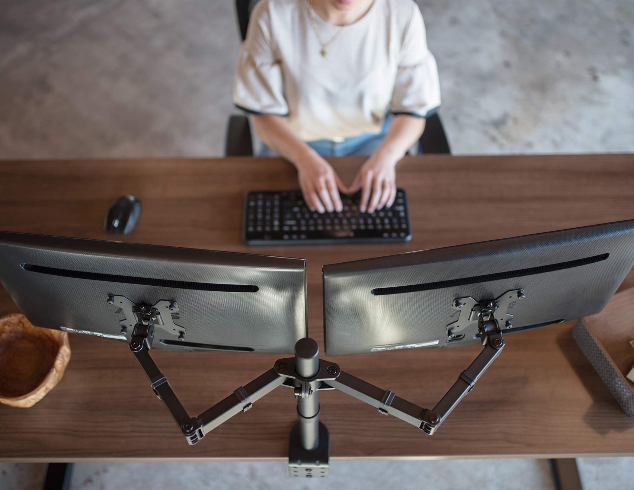 VIVO Dual 13 to 27 inch LCD Monitor Mount and Under Desk C-clamp 27 x 11 Keyboard Tray Kit, Heavy Duty, Fully Adjustable Stand and Slide-Out Platform (Bundle)