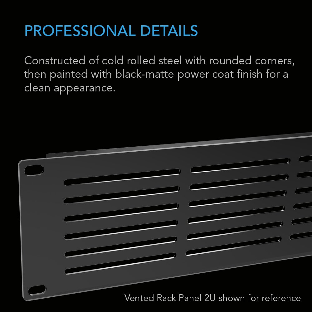 AC Infinity Rack Panel Accessory Blank 3U Space for 19" Rackmount, Heavy-Duty 3mm Gauge Steel, Black