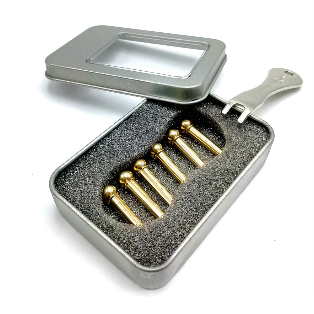 Amadget Guitar Bridge Pins 6pcs Brass Endpin for Guitar With Guitar Bridge Pin Puller