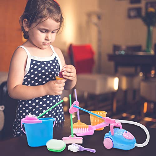 9 Pieces Miniature Dollhouse Cleaning Supplies, Mini Mop, Dustpan, Brush, Broom and Bucket Housework Tools, Doll House Accessories Pretend Play Decoration