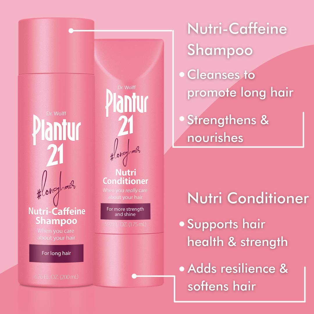 Plantur 21#longhair Nutri-Caffeine Women's Long Hair System with Keratin and Biotin: Strengthen and Nourish, Shampoo (6.76 fl oz), Conditioner (5.92 fl oz)