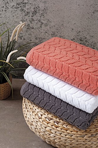 BAGNO MILANO 100% Turkish Cotton Jacquard Luxury Towel Set – Quick Dry Non-GMO Ultra-Soft, Plush and Absorbent Luxury Durable Turkish Towels Set (White, 4 Pcs Hand Towel Set)
