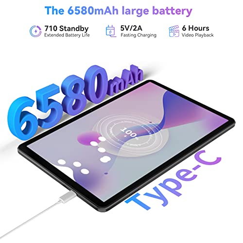 Blackview Tablet Android 12 Tab 8 WiFi Tablets 10.1 Inch 7GB(4+3 Expand) RAM+64GB/1TB ROM Quad Core Processor 6580mAh 1280×800 HD+IPS Display 13MP+8MP Daul Camera WiFi 6 BT 5.0 GMS Gray