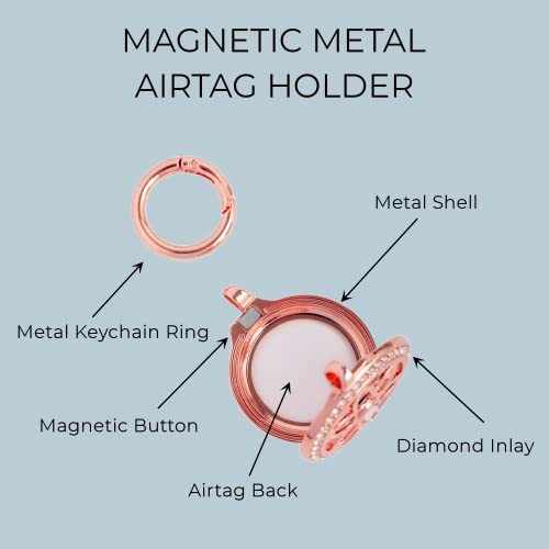 Airtag Holder,Metal Badge Rhinestone Airtag Key Chain,Diamonds Shine Air Tag.Holder Keychain,Air Tag Key Chain Compatible Apple Air tag