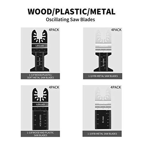 31Pcs Multitool Blades LEILUO Wood Metal Drywall Oscillating Tool Saw Blades Universal Quick Release Multitool Accessories Kit Packed by Storage Bag for Dewalt Milwaukee Makita and More