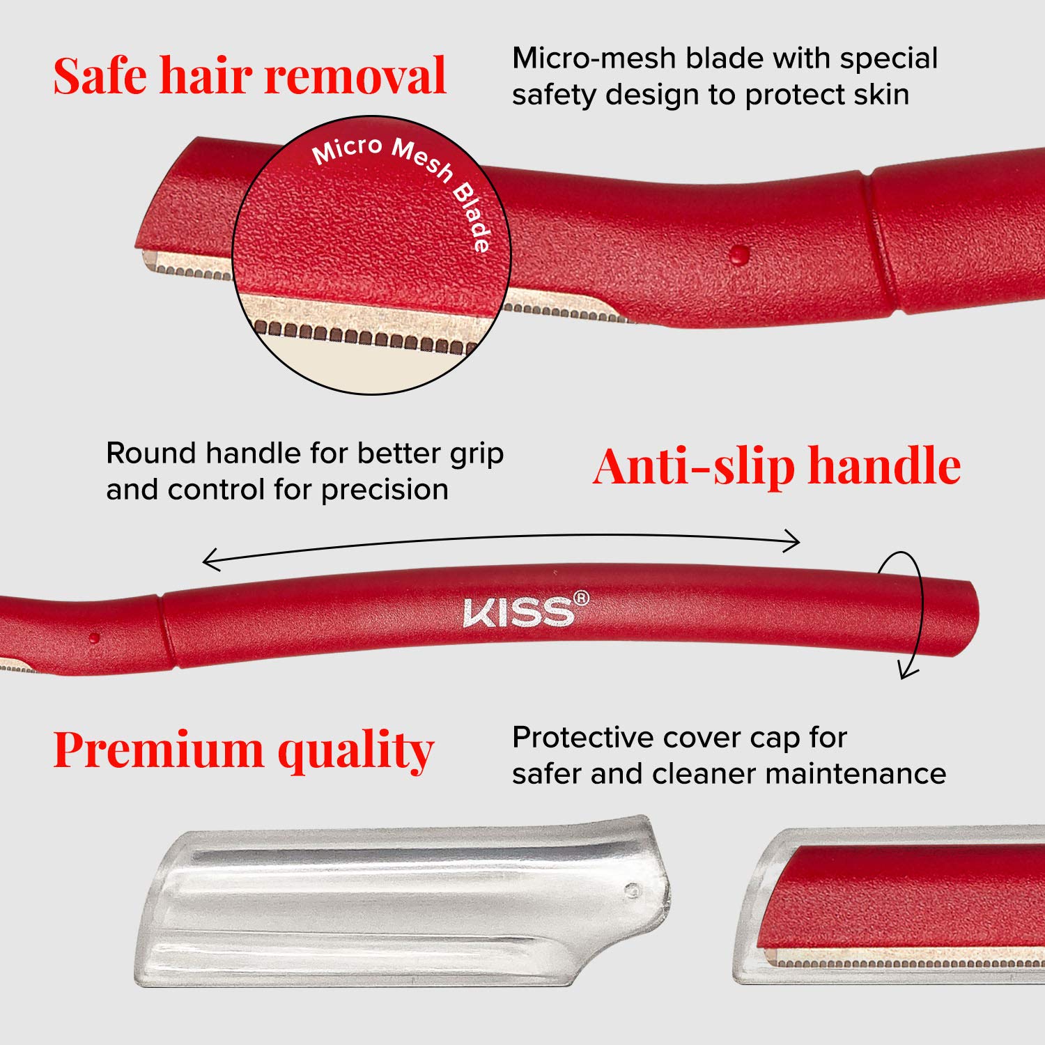 Kiss New York Eyebrow Razor Trimmer Facial Hair Shaper Remover, Multipurpose Exfoliating Dermaplaning Dermaplane Shaving Tools for Men & Women 9 Count
