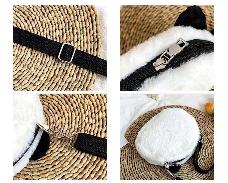 Amamcy Cute Panda Plush Crossbody Purse Small Fluffy Satchel Shoulder Bag Messenger Bag Handbag Purse for Women