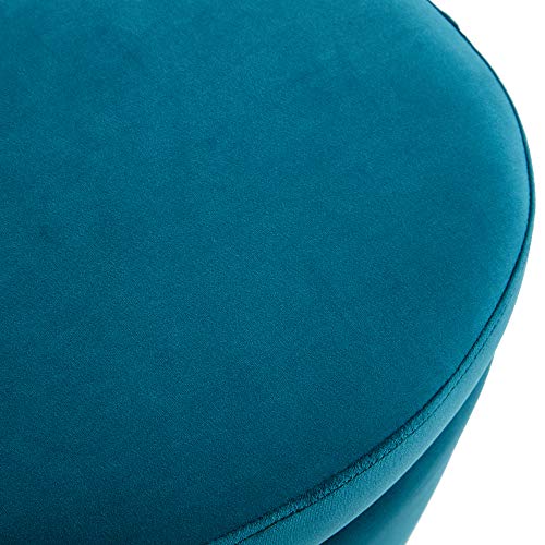 Amazon Brand β Rivet Asher Oval Upholstered Storage Ottoman, 18"W, Teal Velvet