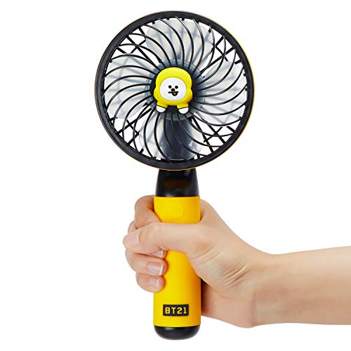 BT21 CHIMMY Character Mini Handheld Personal Portable Fan | 3-Speed Adjustable USB Rechargeable, Yellow