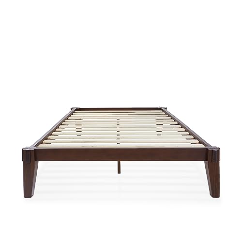 Bme Chalipa 14” Full Size Bed Frame - Wood Platform Bed - Wood Slat Support - No Box Spring Needed - Easy Assembly - Minimalist & Modern Style, Walnut