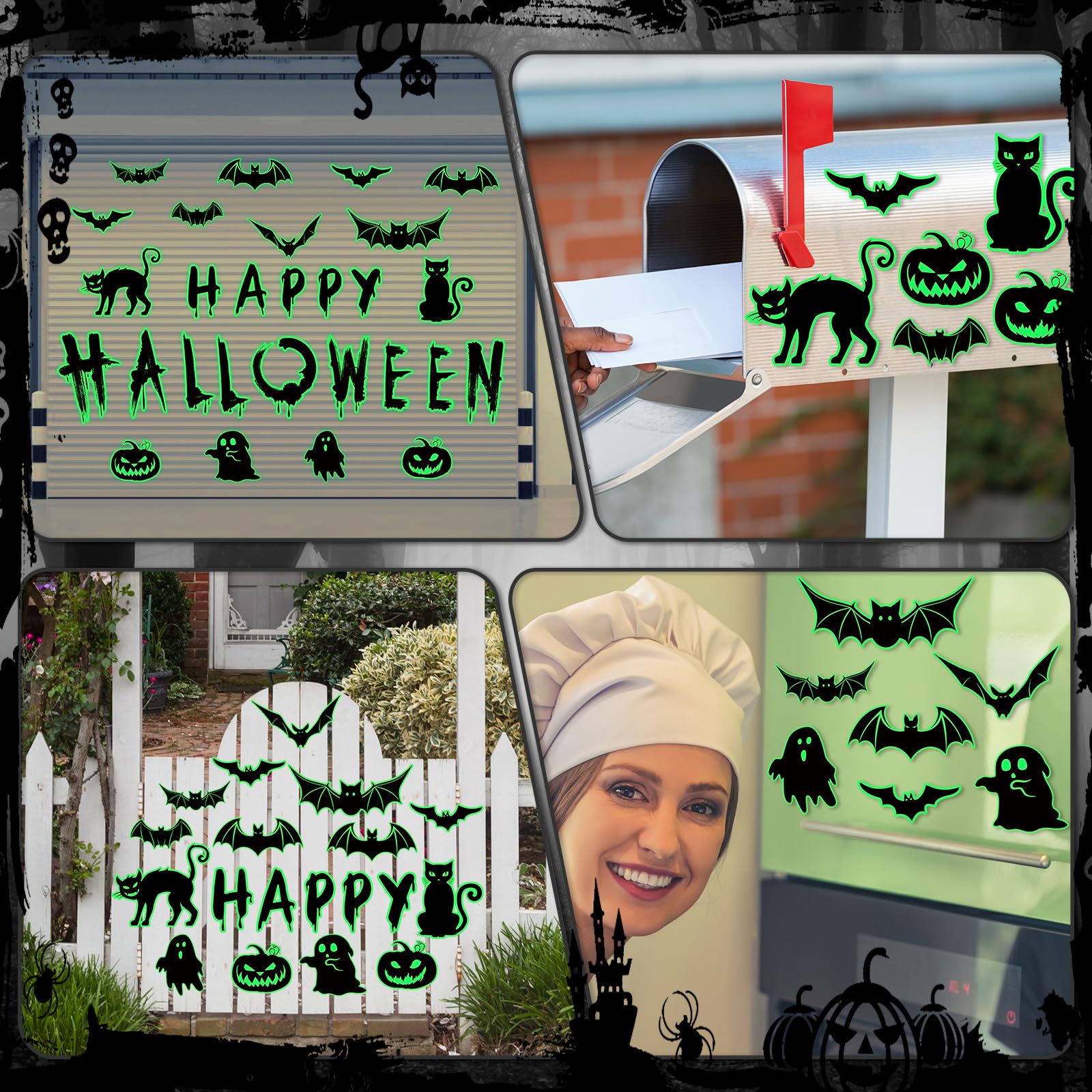 28 Pcs Halloween Garage Door Magnets Glow in The Dark Magnetic Halloween Garage Door Decorations with Bat Pumpkin Ghost Black Bat Magnet Decal Sticker for Garage Door Car Refrigerator