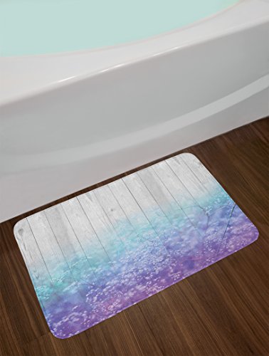 Ambesonne Garden Bath Mat, Dreamy Abstract Garden Perennial Petals Branches in Pastel Colors Art Print, Plush Bathroom Decor Mat with Non Slip Backing, 30.2" x 20", Lavender Blue