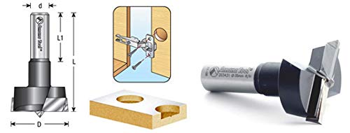 Amana Tool - 203431 Carbide Tipped Hinge Boring Bit R/H 35mm Dia x 60mm Long x 1/2" Sh