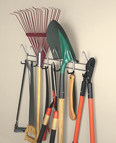 ClosetMaid Wall Mount Garage Tool Organizer Rack, Long Handle, 35538, Silver