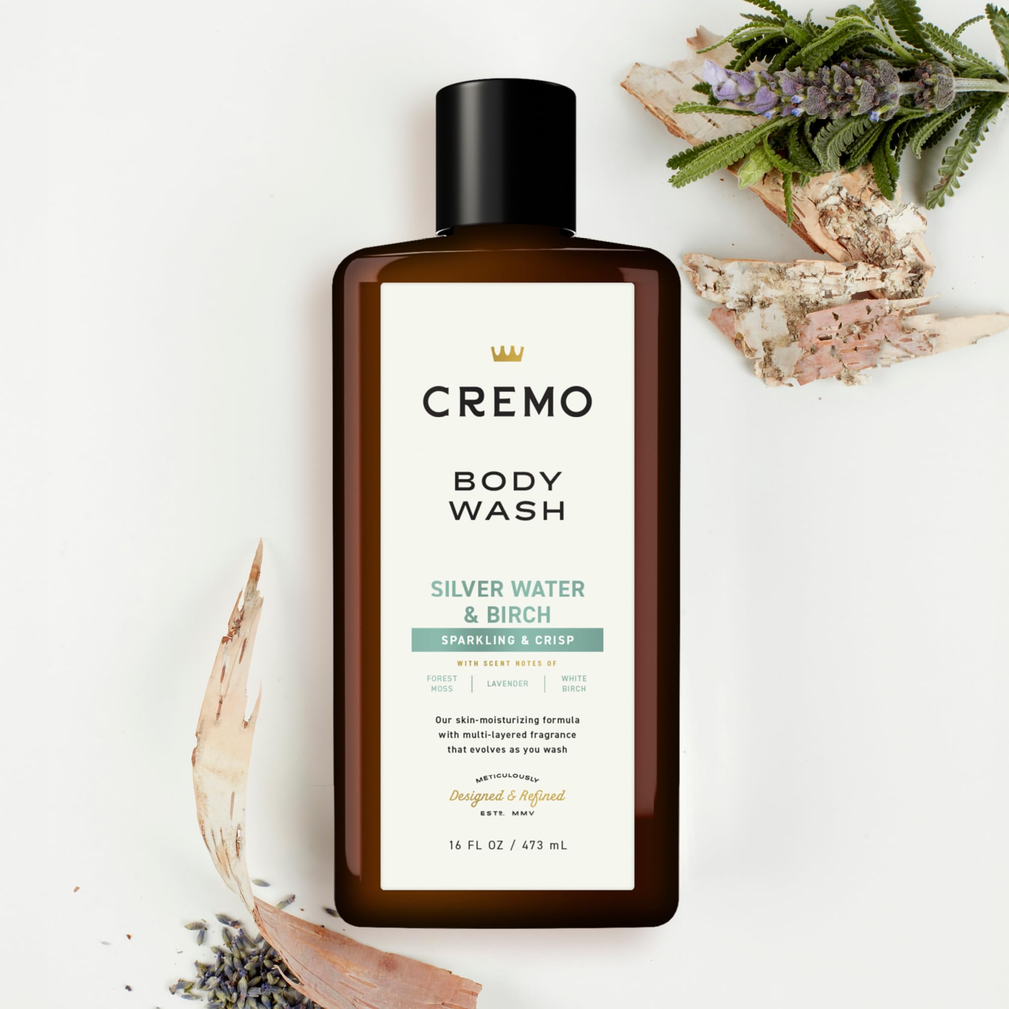 Cremo Rich-Lathering Silver Water & Birch Body Wash, A Revitalizing Combination of Glacier-Fed Streams and White Birch 16 Fl Oz (2-Pack)