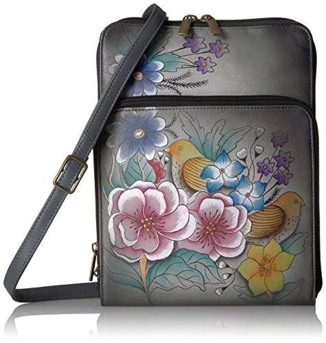 Anna by Anuschka Tall Zip-Around Cross Body, Vintage Garden Grey