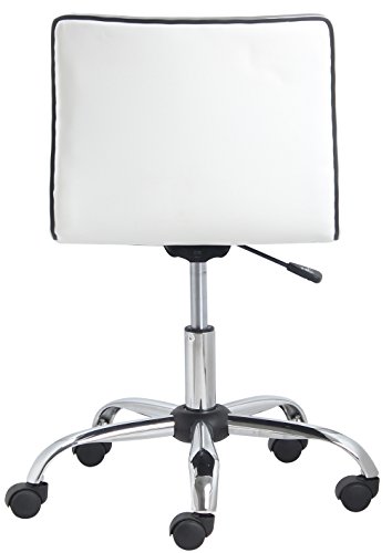 BTEXPERT BTExpert Swivel Mid Back Armless Ribbed Designer Task Chair Leather Soft Upholstery Office Chair - White