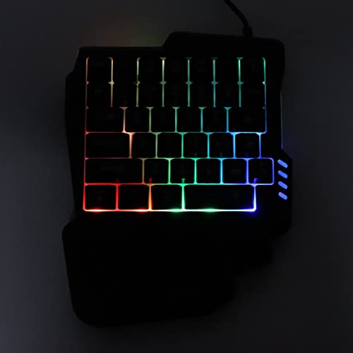 35 Keys One Handed Gaming Keyboard, Waterproof Single Handed Mechanical Keyboard with Wide Palm Rest, K13 Gaming Keypad for Computer, Mobile Phone
