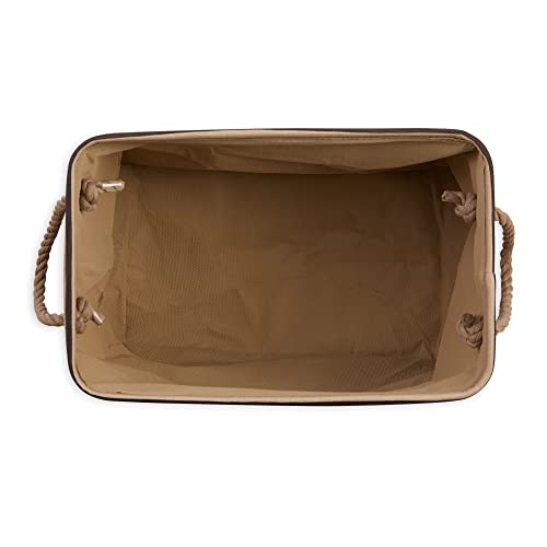 Bone Dry Pet Storage Collection Striped Paw Patch Bin, Medium Rectangle, Brown