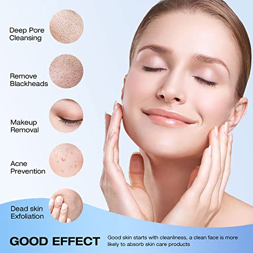 2 Pack Facial Cleansing Brushes, Face Brush with 2-in-1 for Deep Pore Cleansing and Exfoliation, Silicone Scrubber & Soft Bristle Sides (Black&Pink)
