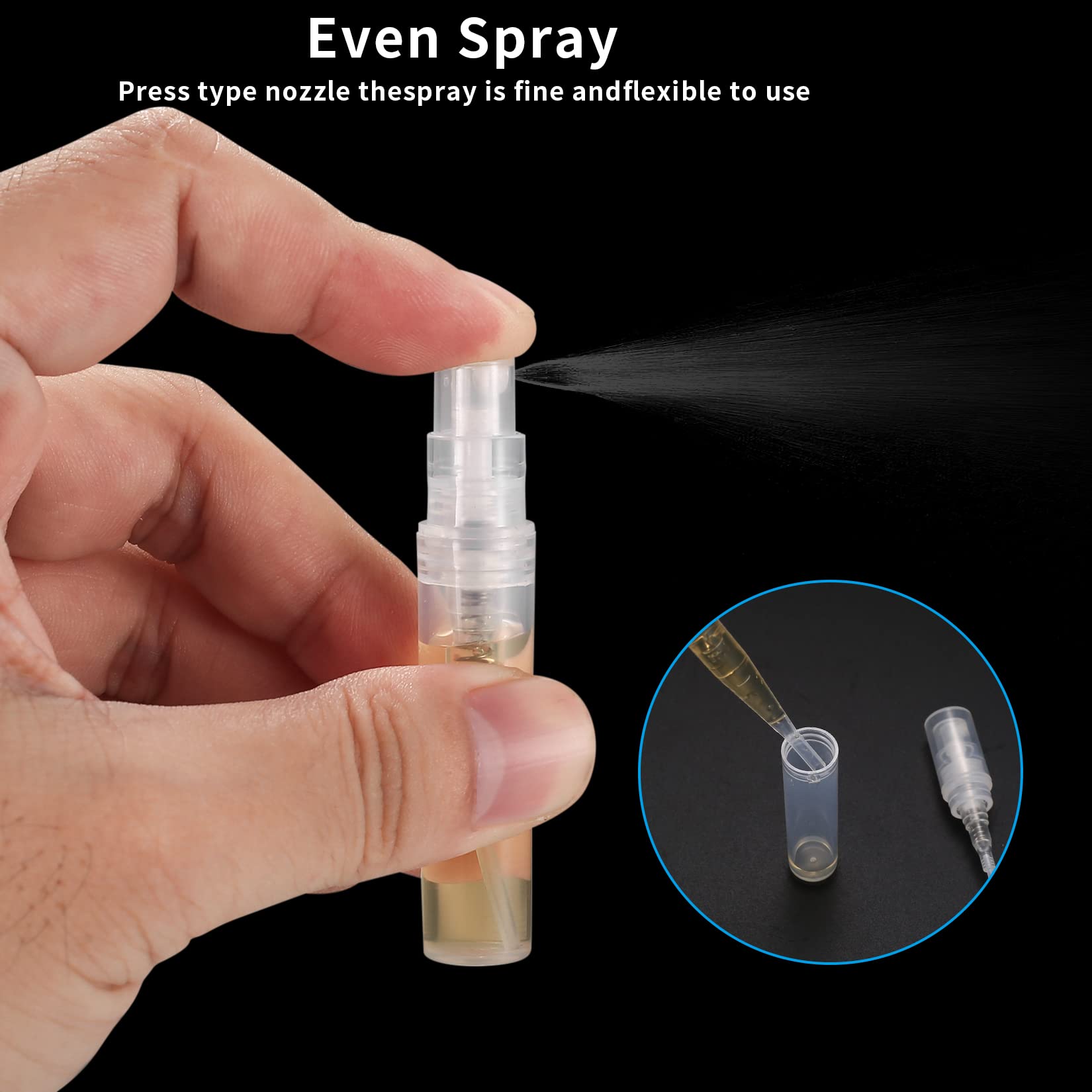 35 Pcs 3ml Mini Spray Bottles, Mini Clear Plastic Spray Bottle Empty, Travel Perfume Fine Mist Atomizer Spray Bottles Refillable, Small Empty Sample Containers for Travel, Perfume, Essential Oils