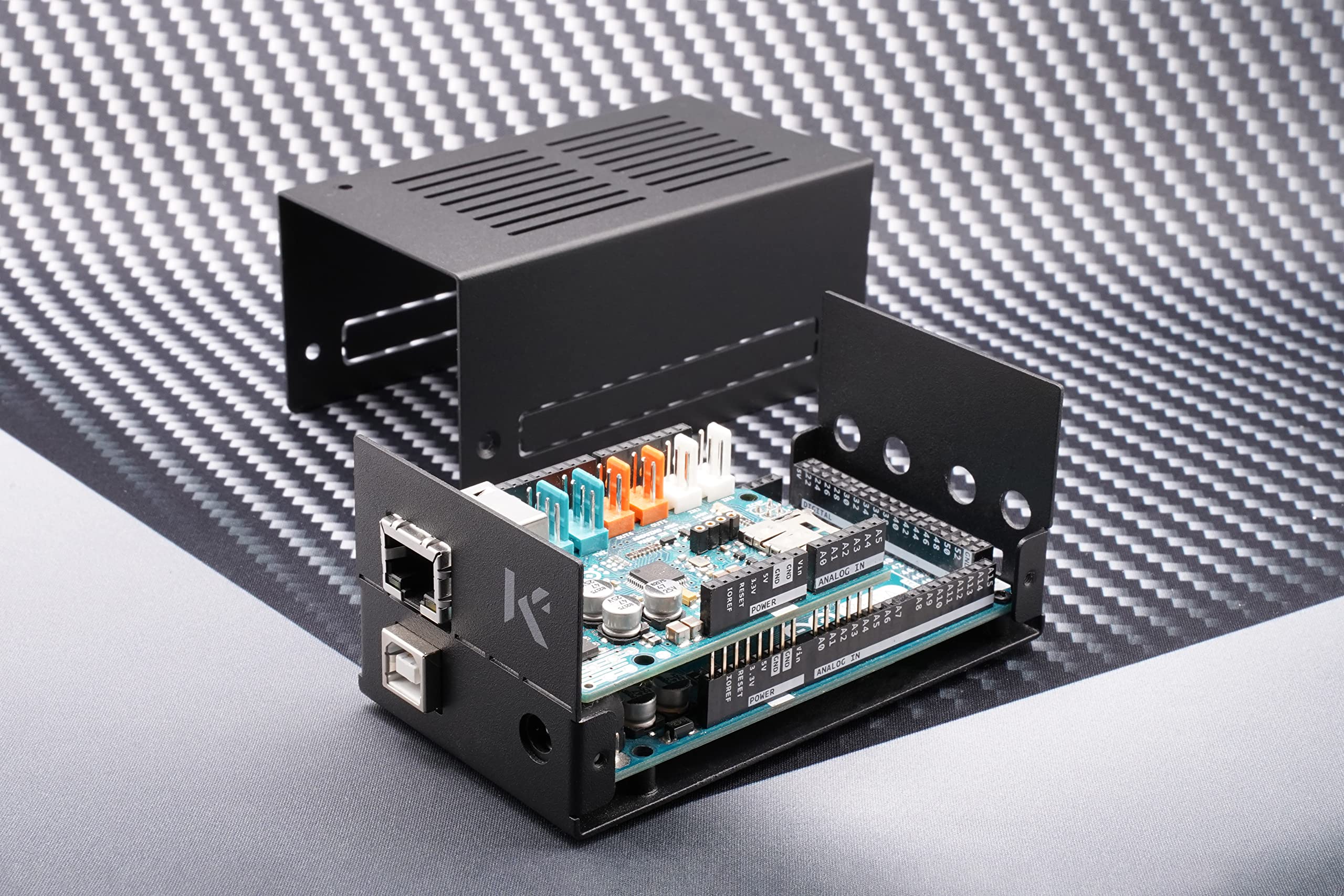 KKSB Project Case for Arduino UNO Rev3 and Mega Rev3 - Steel SBC Enclosure - Space for Arduino Ethernet Shield