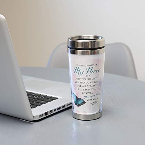 Elanze Designs Niece You are Loved 16 Oz Stainless Steel Travel Mug with Lid