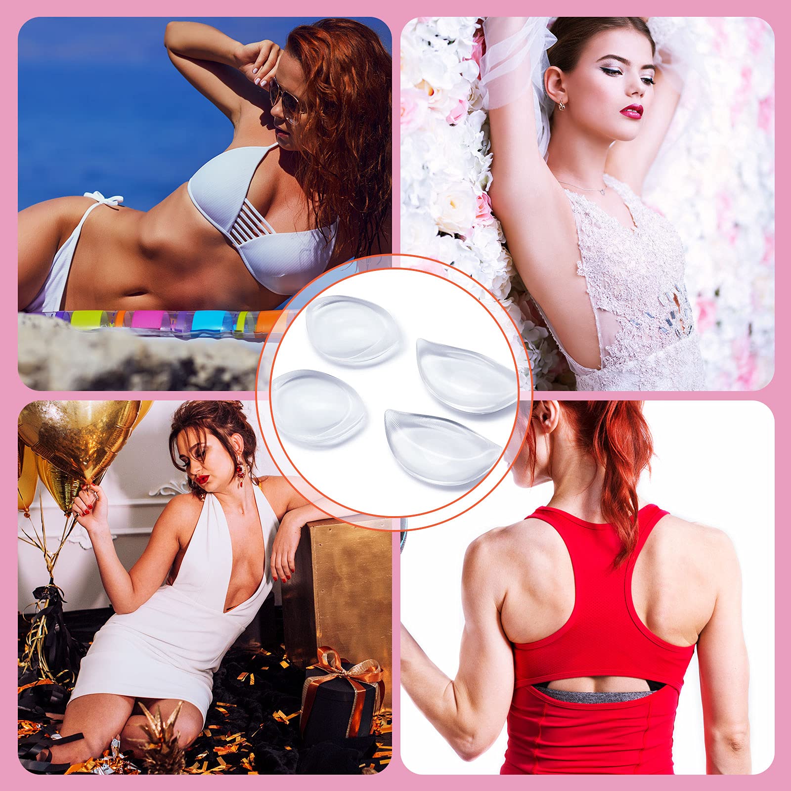 2 Pairs Silicone Bra Pads Inserts Breast Enhancer Bust Push Up Pads Swimsuit Enhancement Bras for Women